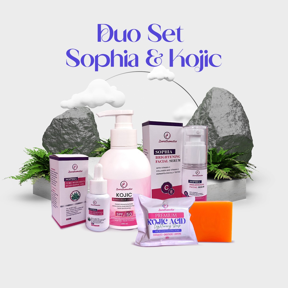 Duo set Kojic sunscreen and kojic acid soap - Zuwa Cosmetics - Zuwa ...
