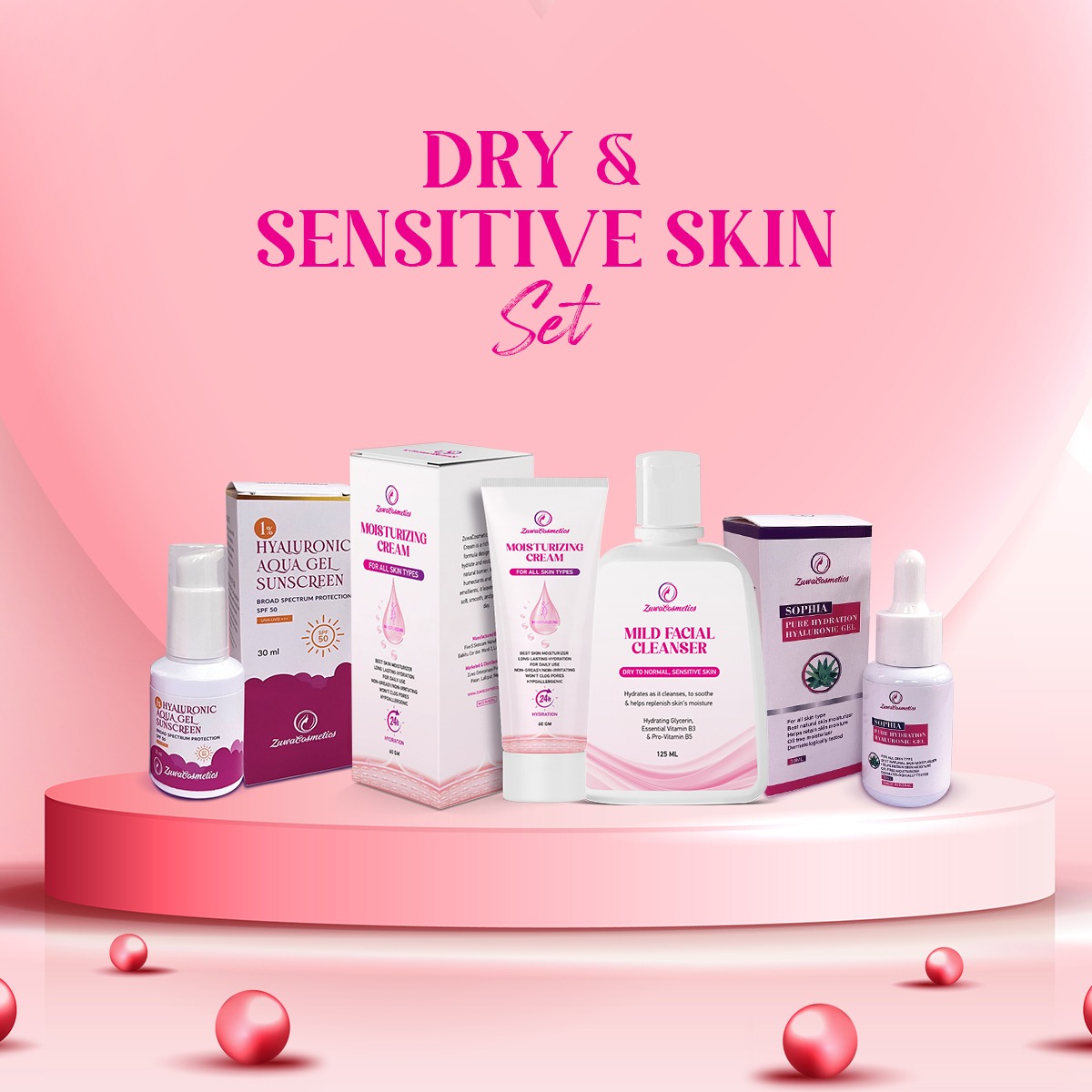 Zuwacosmetics skincare set for dry and sensitive skin - Zuwa Cosmetics ...